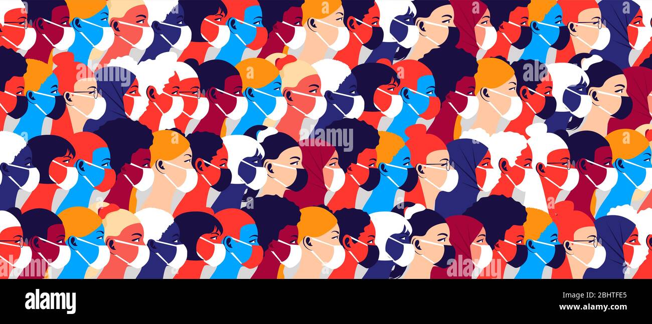 Multicultural group of people in medical masks Stock Vector Image & Art ...