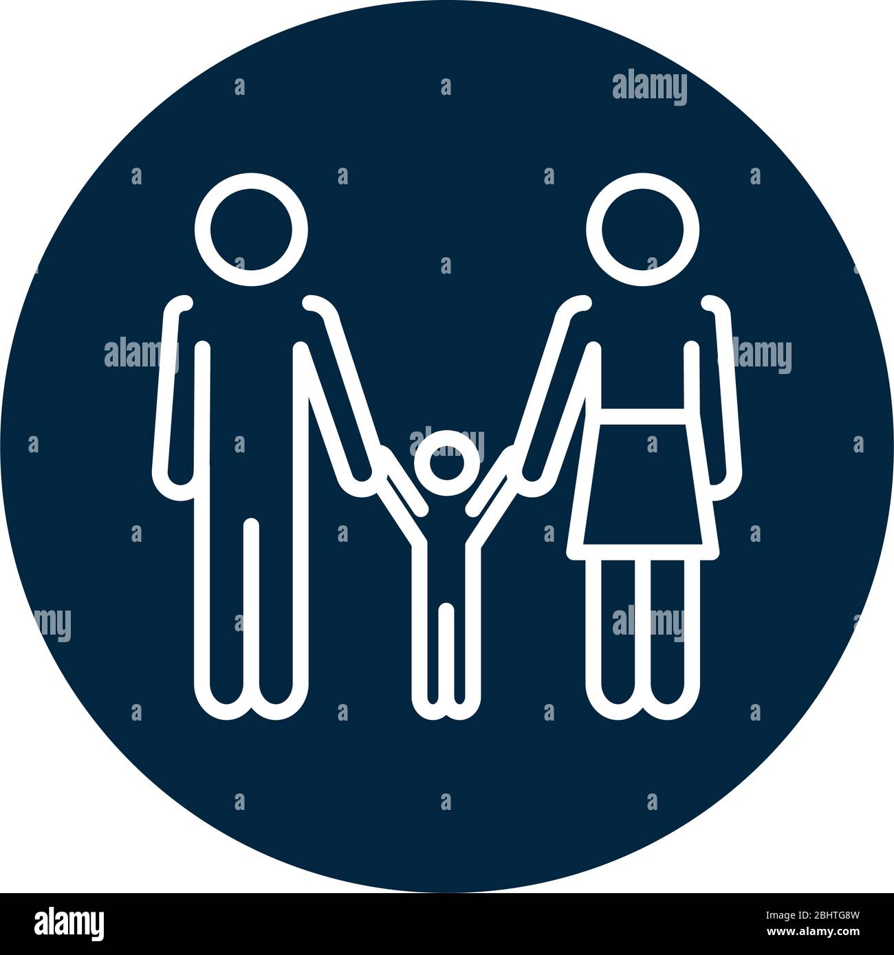 pictogram family with little kid over white background, line block ...