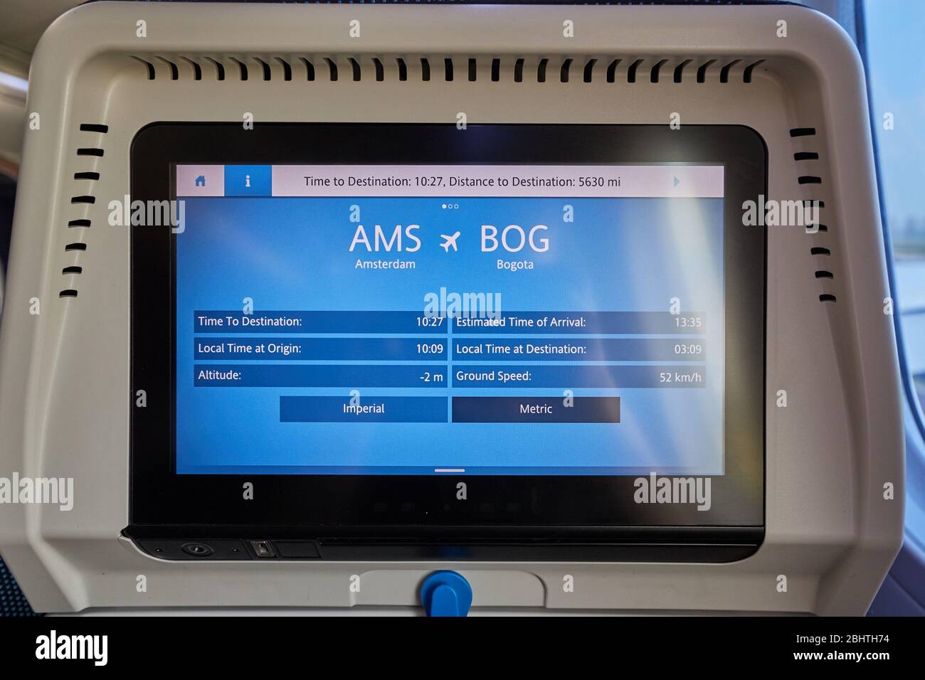Plane infotainment lcd screen with flight information Stock Photo - Alamy