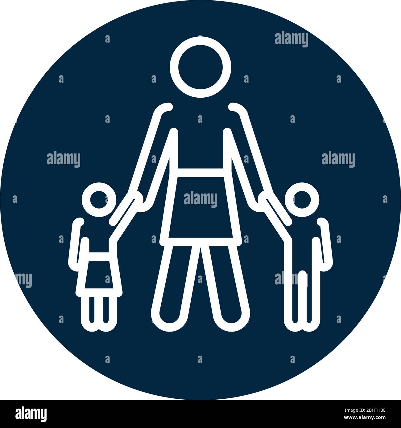 pictogram woman with kids icon over white background, line block style ...