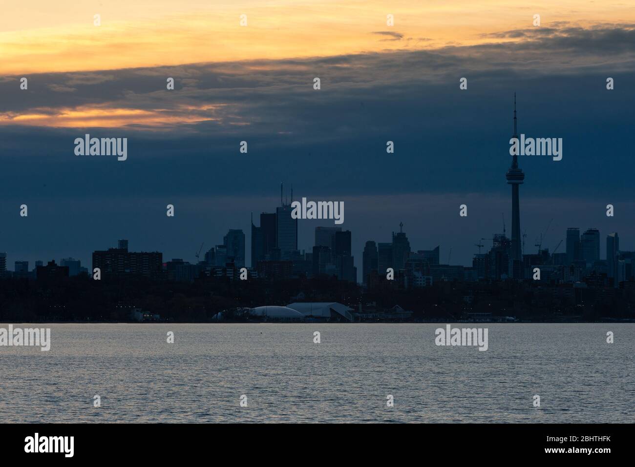 Sunrise over Toronto Downtown near Lake Ontario in Canada Stock Photo ...