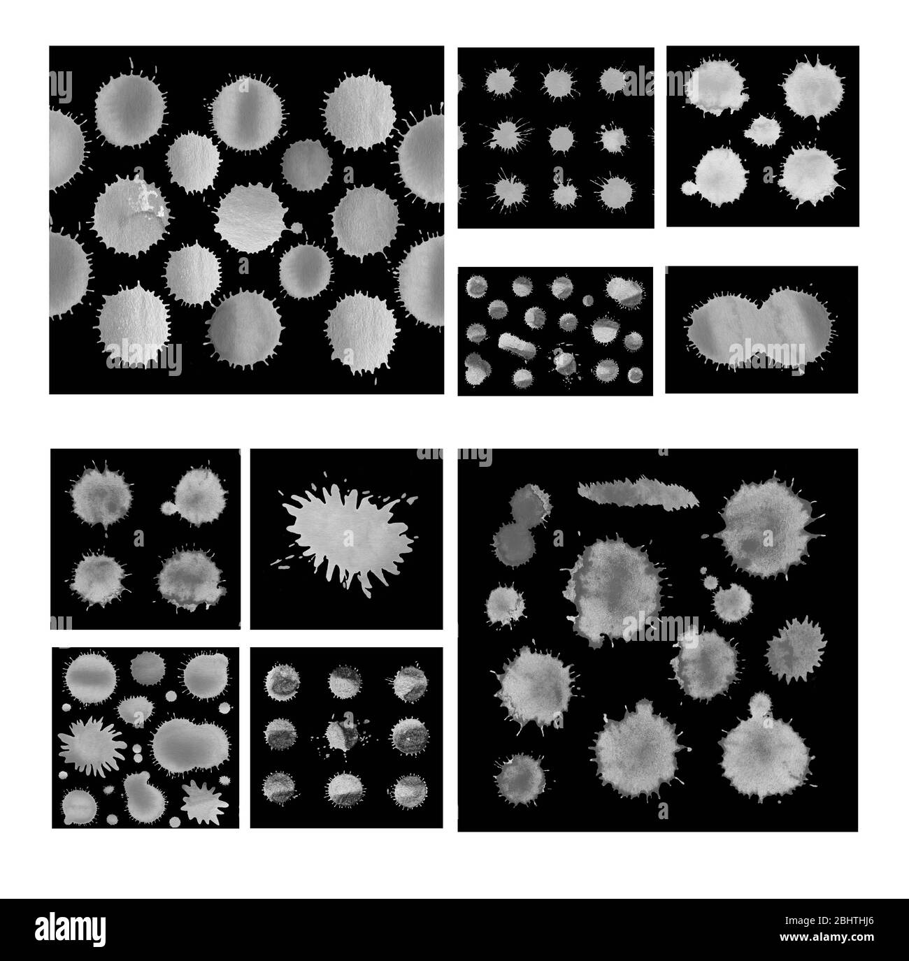 Set of abstract watercolor blot. Set of watercolor gray blobs isolated ...