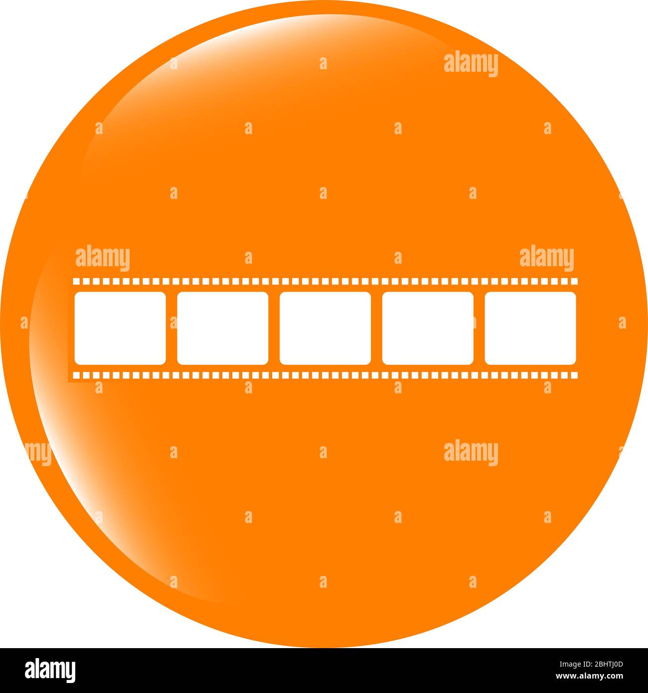 film strip icon glossy button . Trendy flat style sign isolated on ...
