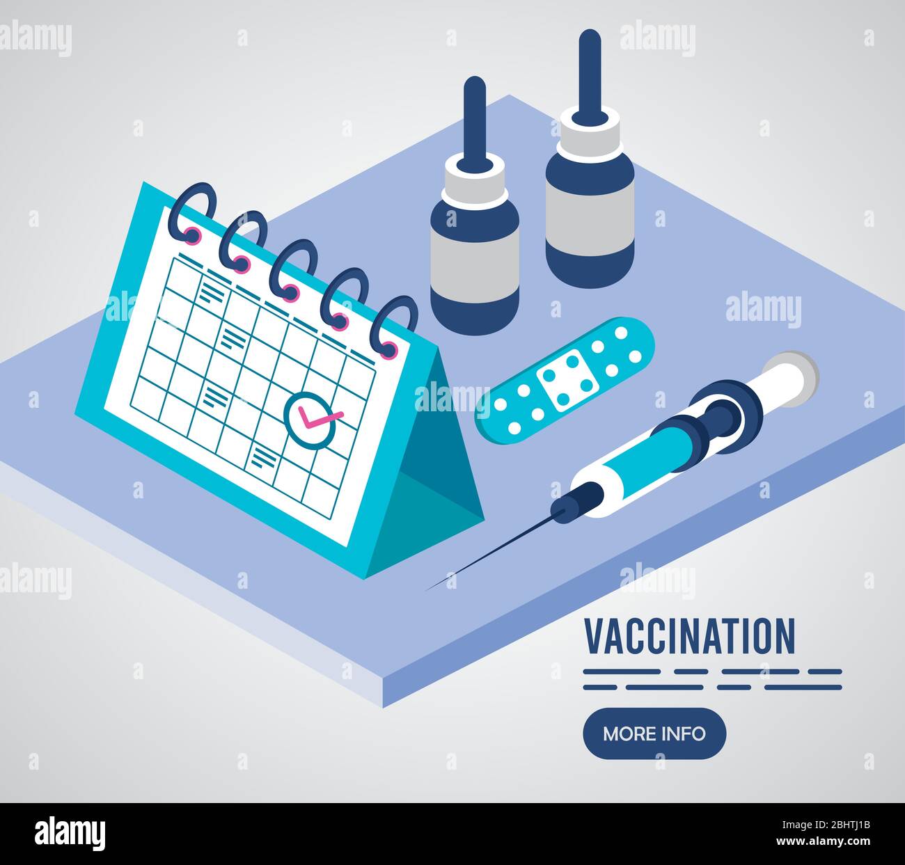 vaccination service with calendar isometric icons Stock Vector Image ...