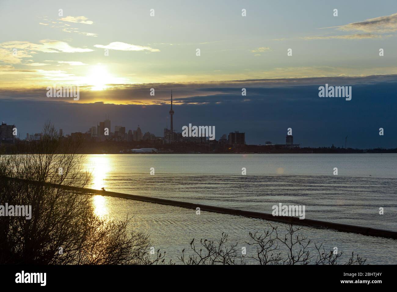 Sunrise over Toronto Downtown near Lake Ontario in Canada Stock Photo ...
