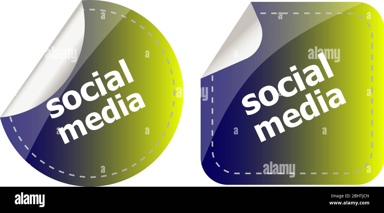 social media stickers set isolated on white Stock Photo - Alamy