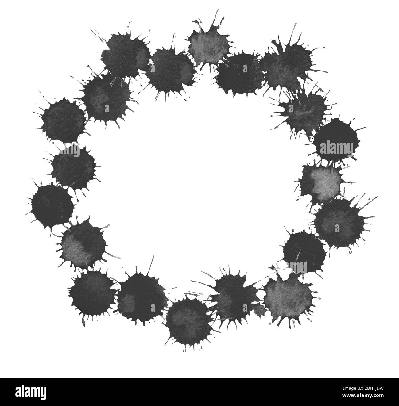 Grunge paint stains. Black ink grunge splash. Watercolor black splashes ...