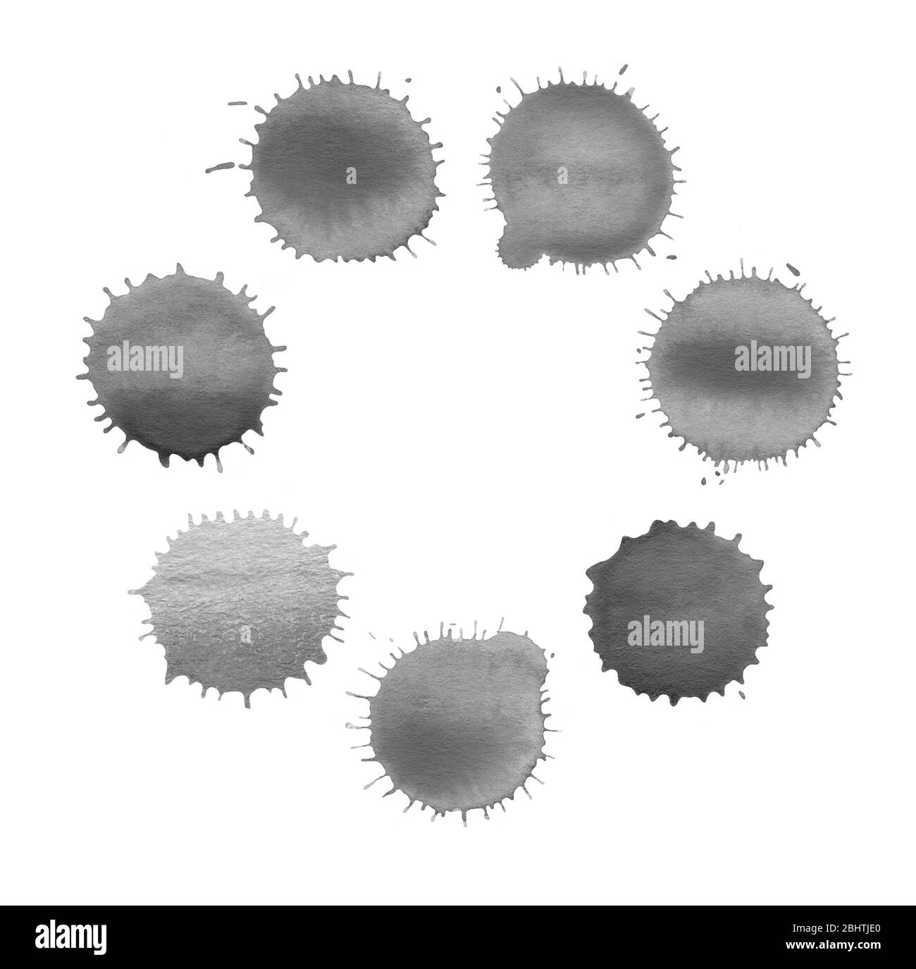 Grunge paint stains. Black ink grunge splash. Watercolor black splashes ...