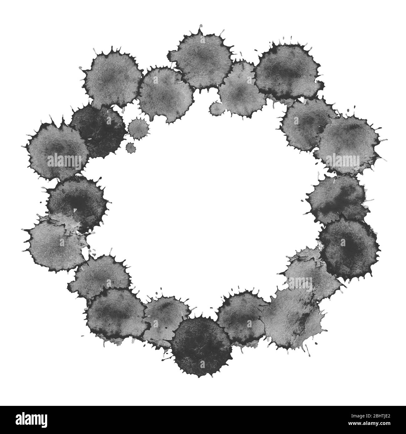 Grunge paint stains. Black ink grunge splash. Watercolor black splashes ...