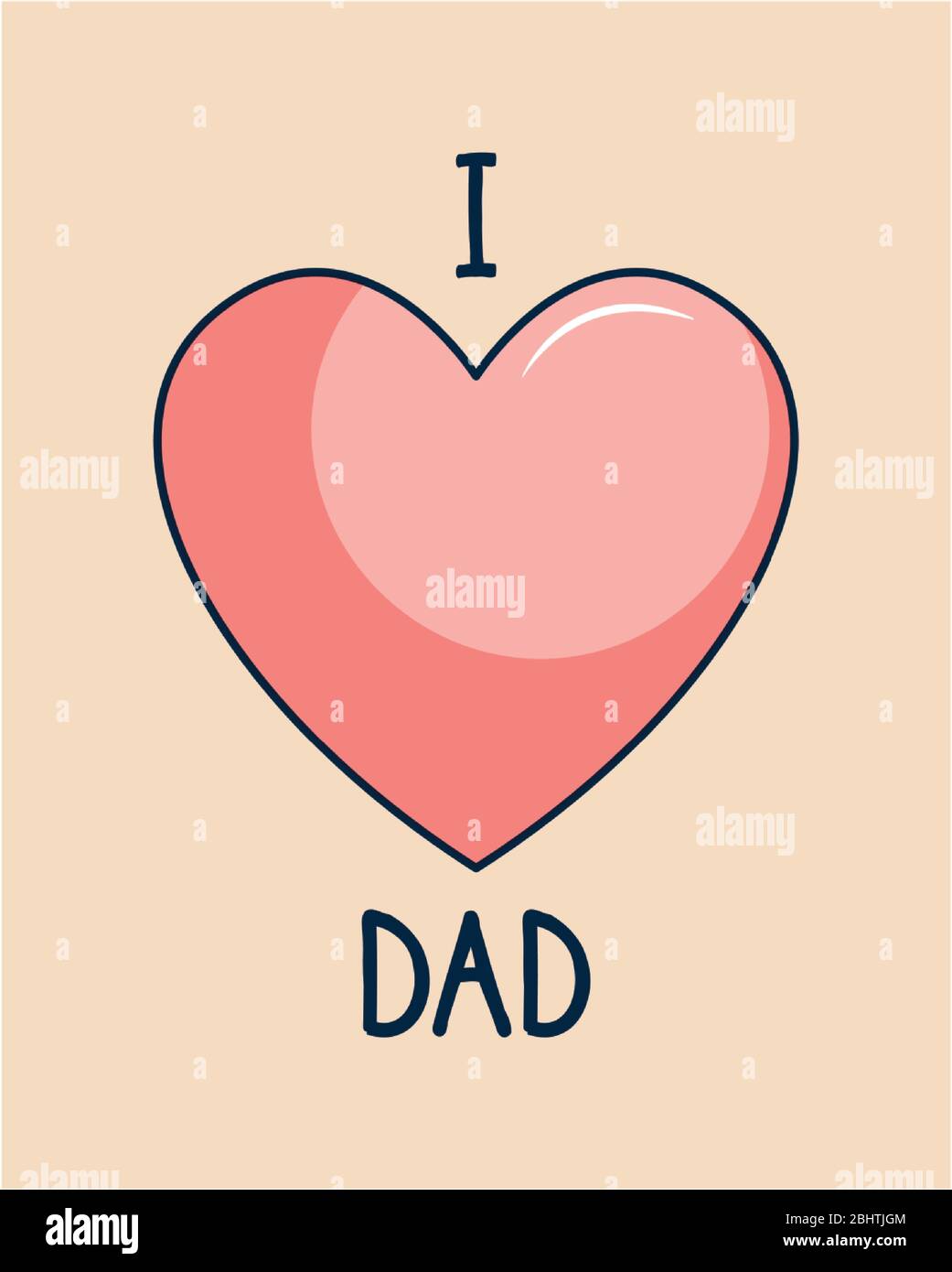 Happy fathers day concept, i love dad and heart icon over white ...