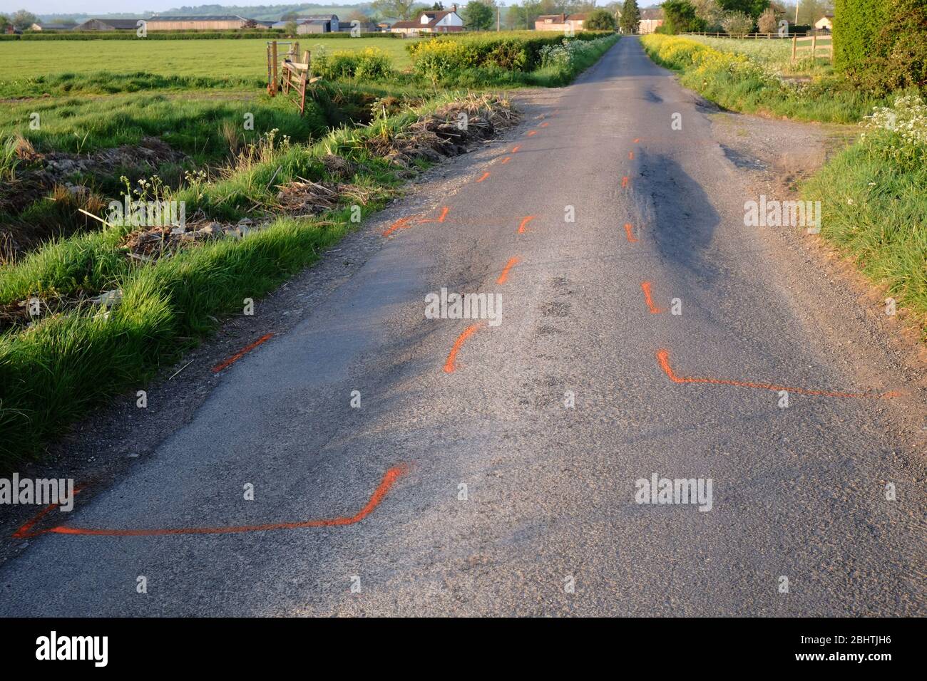 April 2020 - Country lane requiring patch repairs to the surface where ...