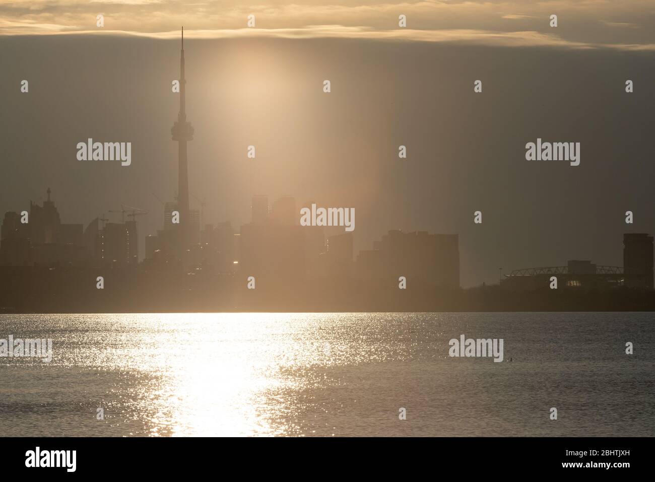 Sunrise over Toronto Downtown near Lake Ontario in Canada Stock Photo ...