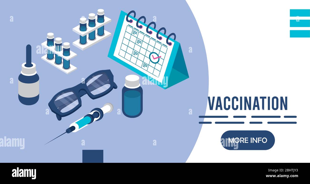 vaccination service with calendar isometric icons Stock Vector Image ...