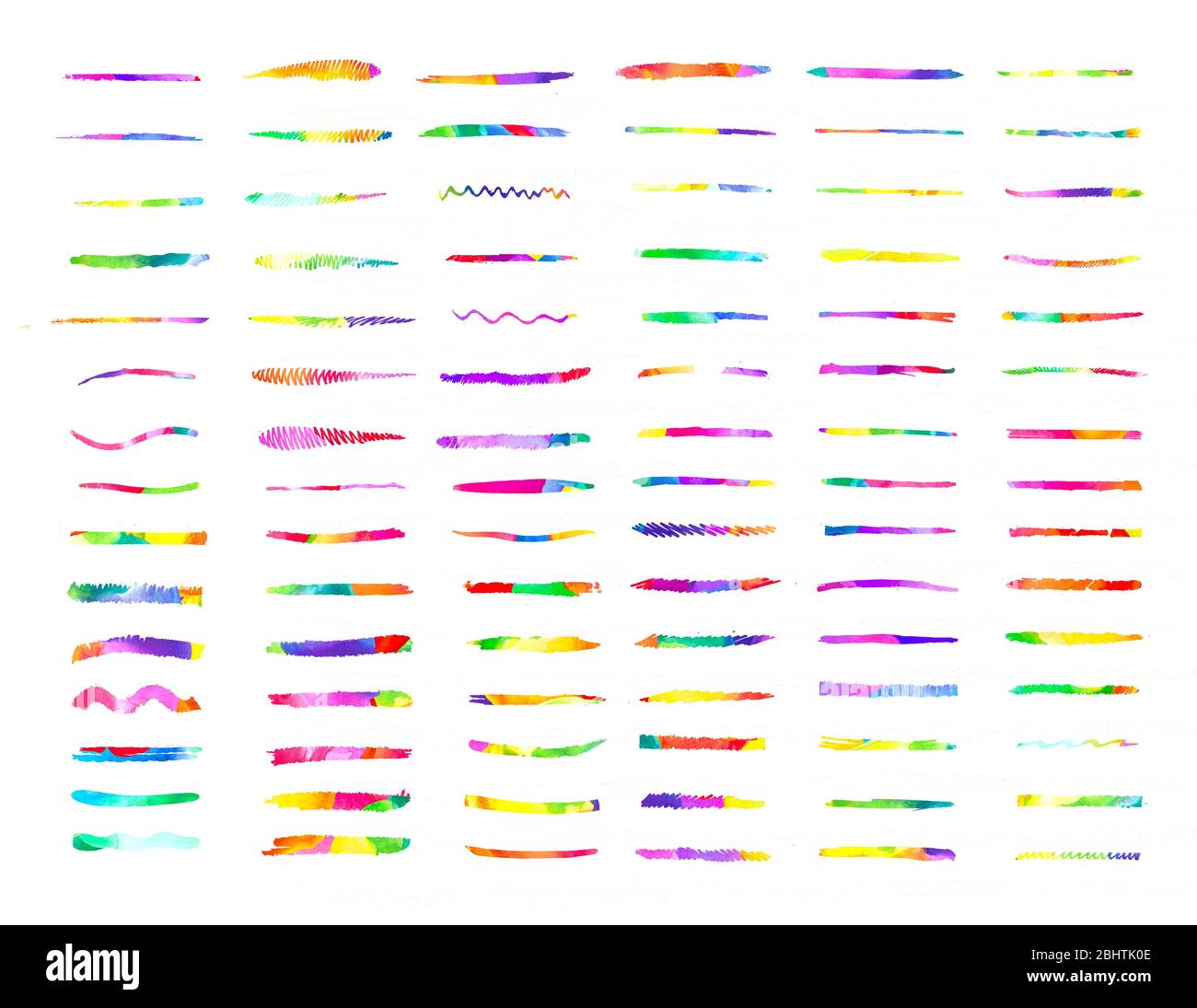 Large set of colorful watercolor brush strokes Stock Photo - Alamy