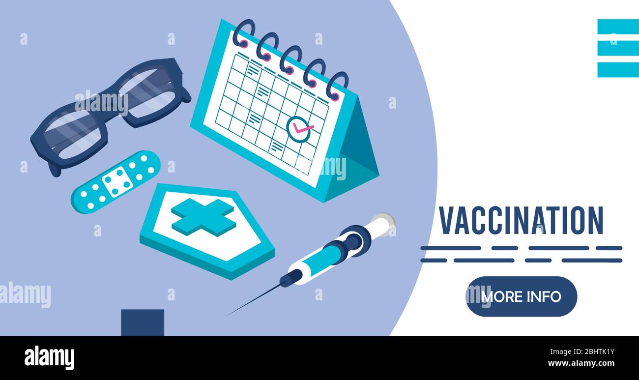 vaccination service with calendar isometric icons Stock Vector Image ...