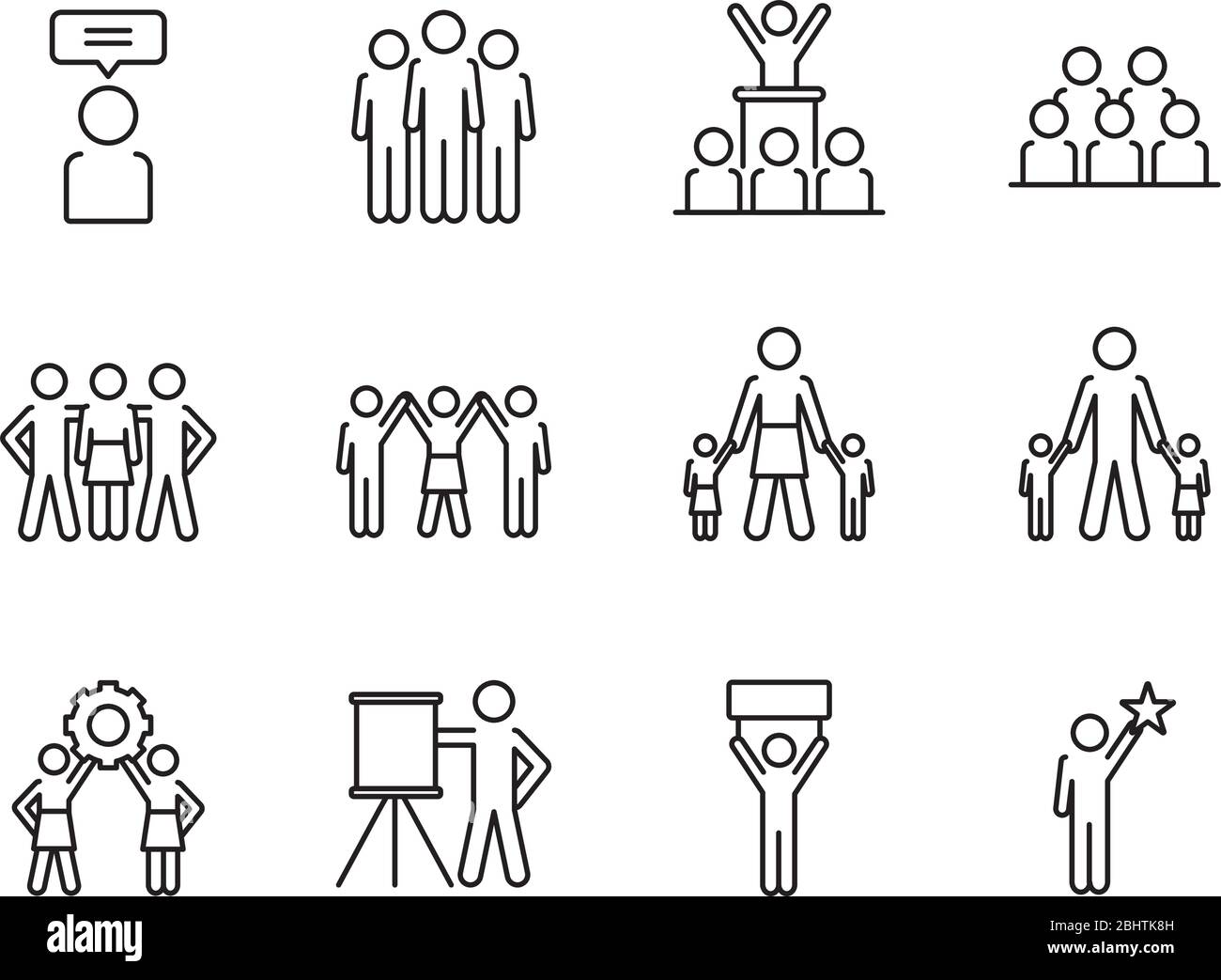 icon set of presentation boards and pictogram people over white ...