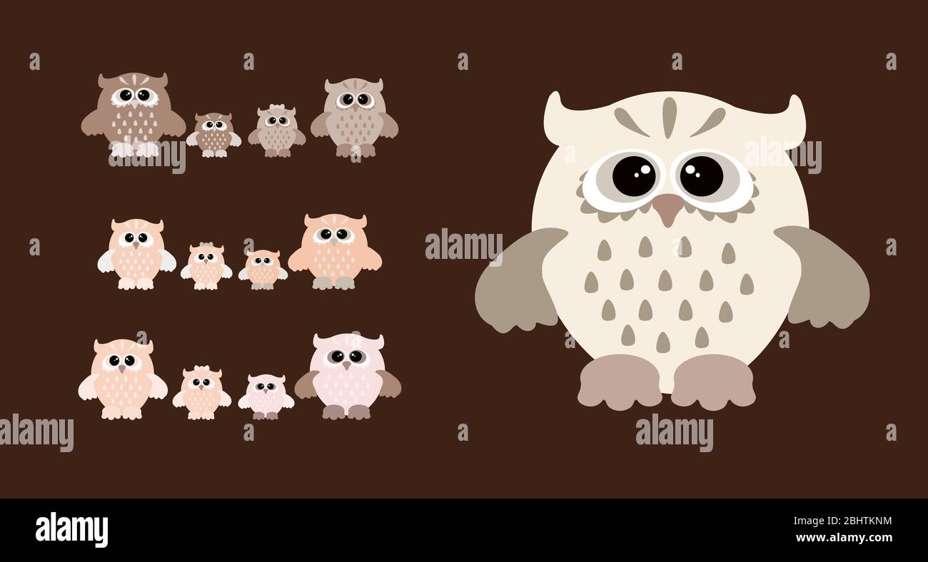 Cartoon character family owl hi-res stock photography and images - Alamy