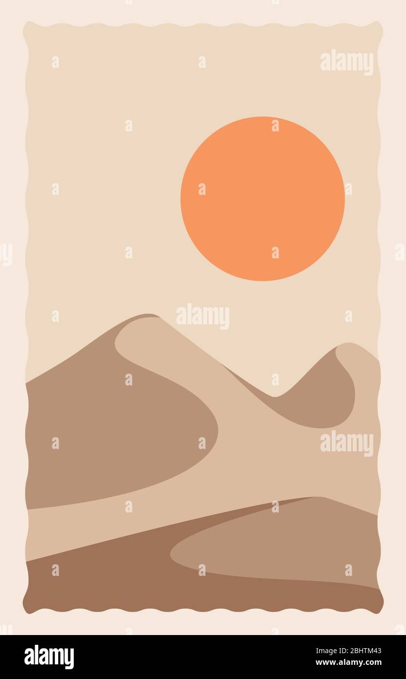 desert landscape flat scene with sand and sun Stock Vector Image & Art ...