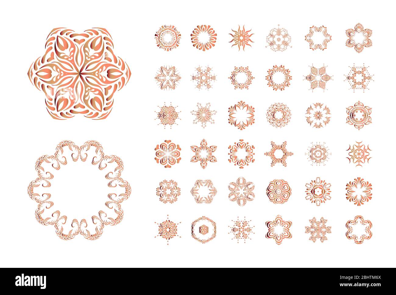 Mandala art set. Ornamental round lace design Stock Photo - Alamy