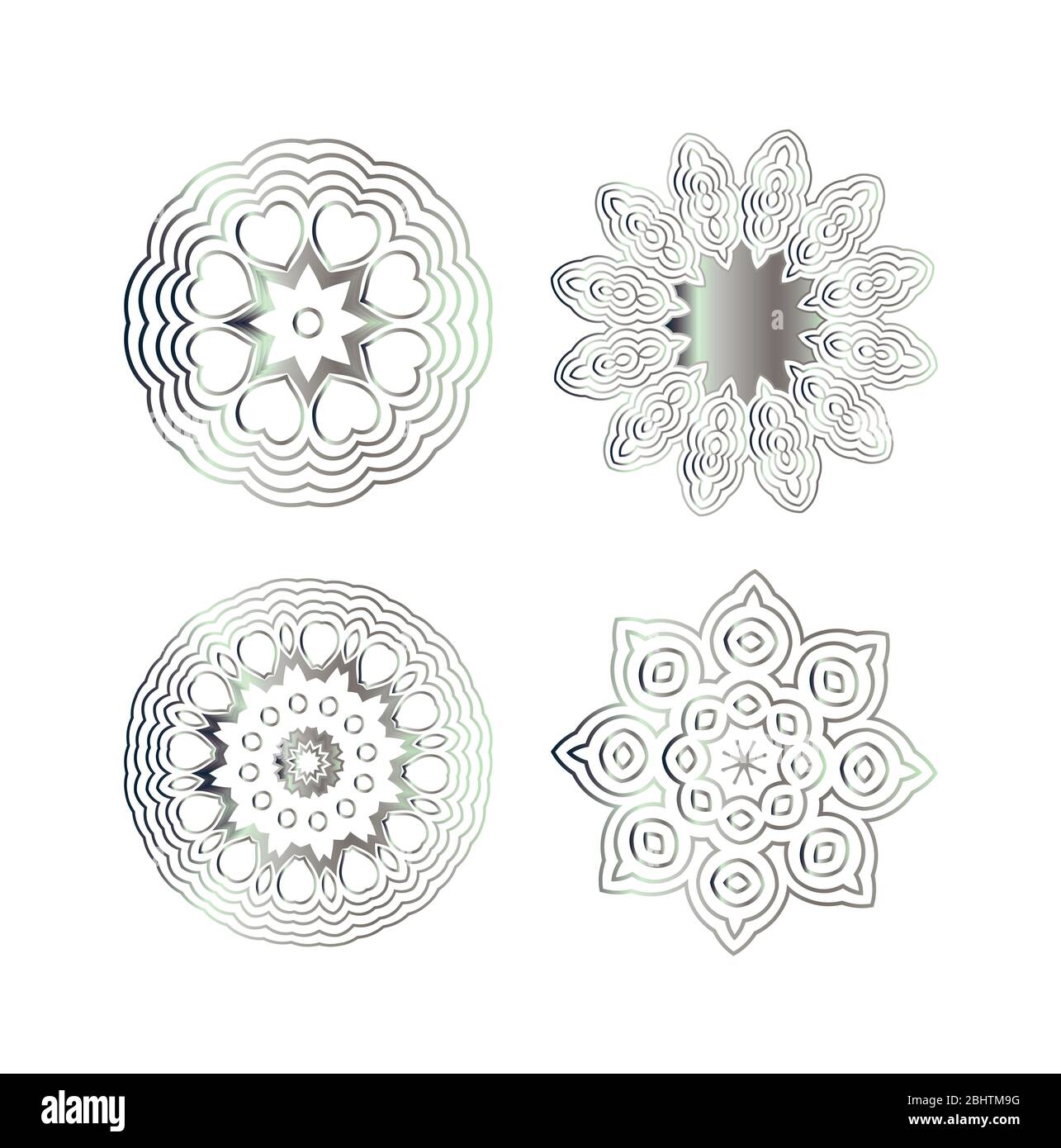 Abstract art silver ornament. Royal circle design elements. Silver ...