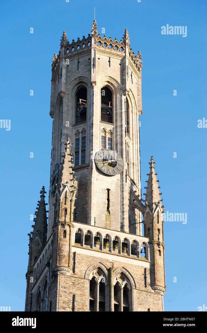 Detail of the Belfort van Bruges - Bruges Belfry in the Grote Markt in ...