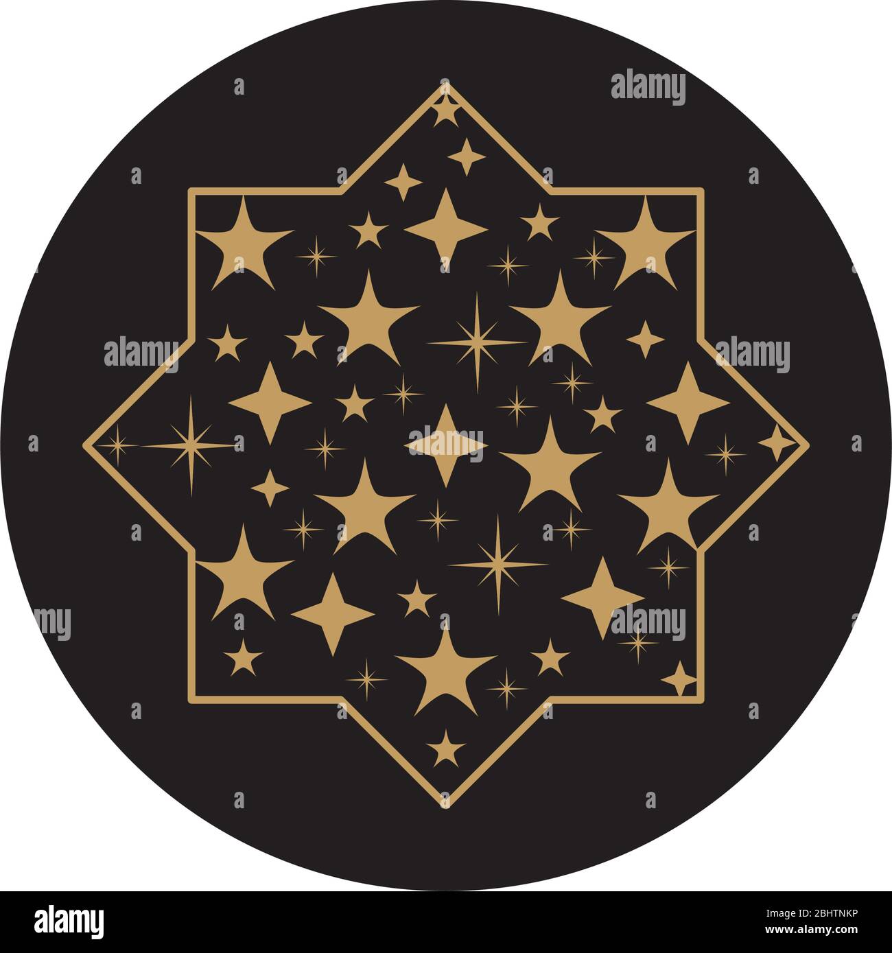 ramadan concept, islamic star icon over white background, block line ...