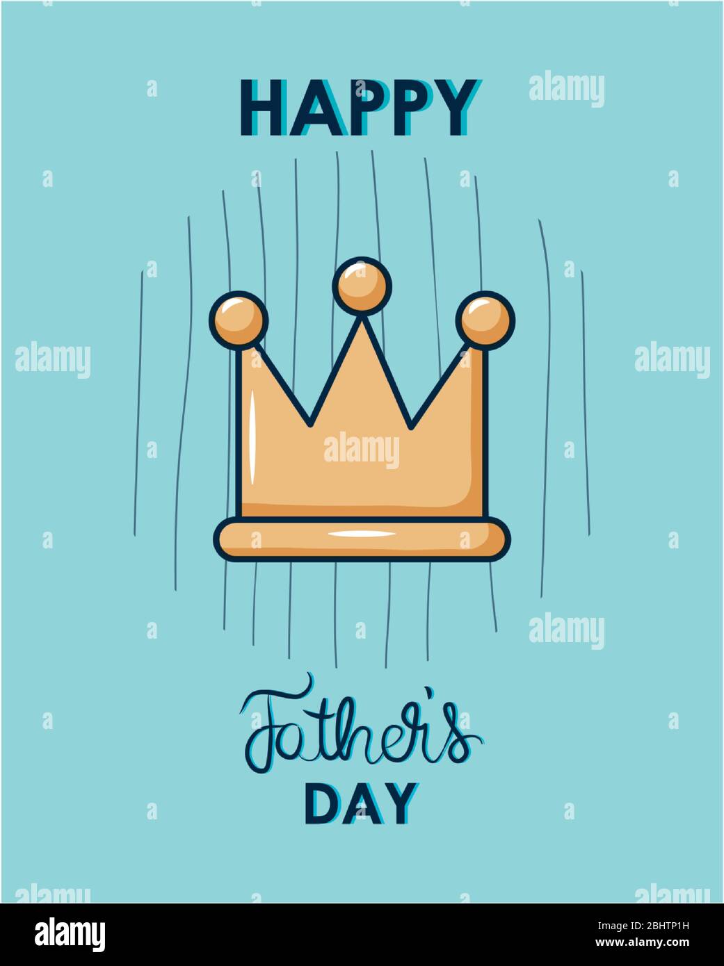 Happy fathers day blue card with king crown icon over white background ...