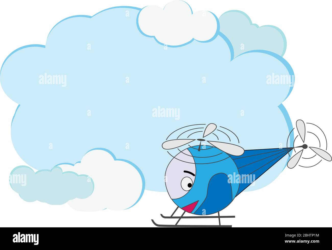 Vector frame for text in the form of clouds with a cartoon helicopter ...