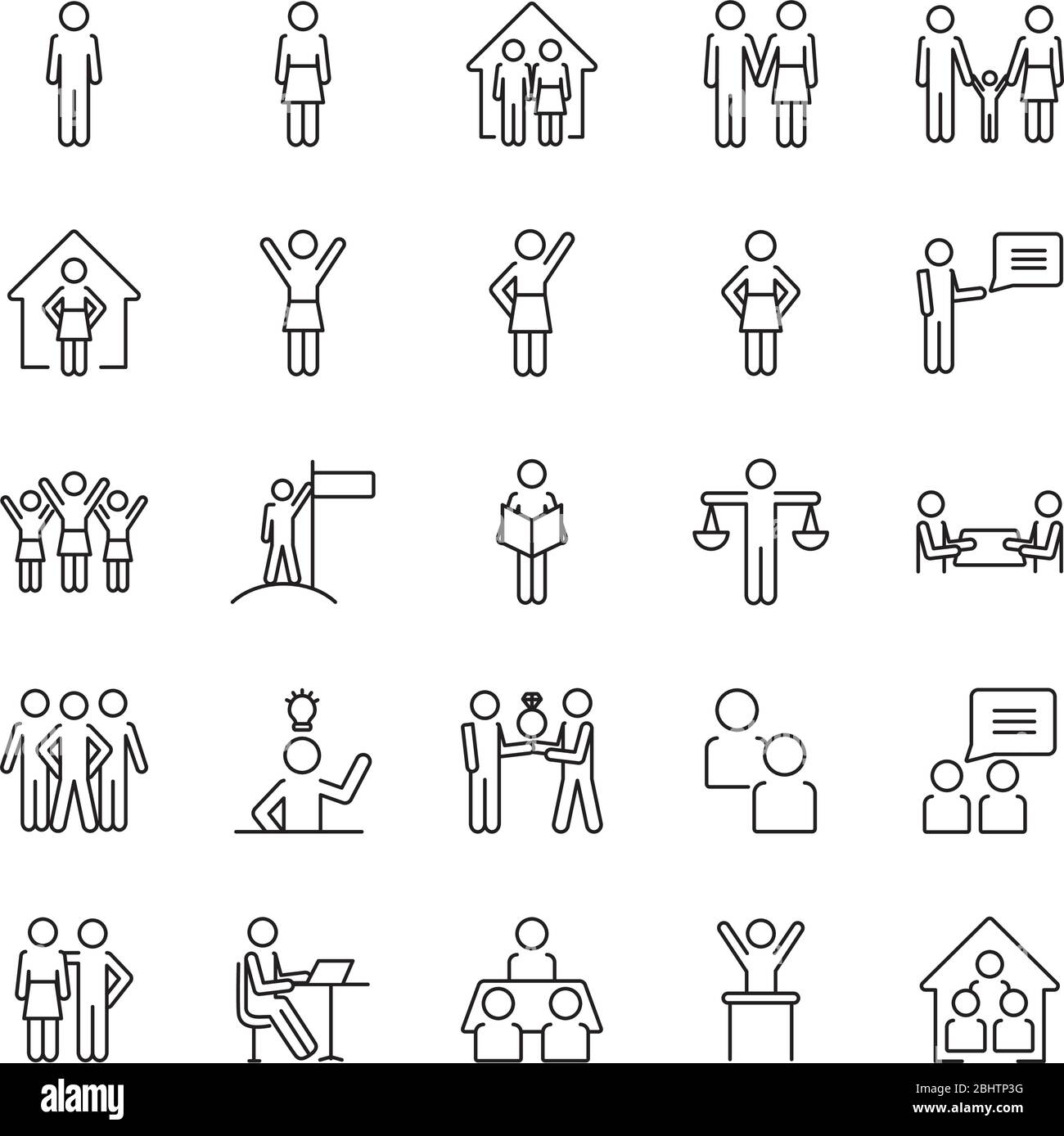 pictogram people icon set over white background, line style, vector ...