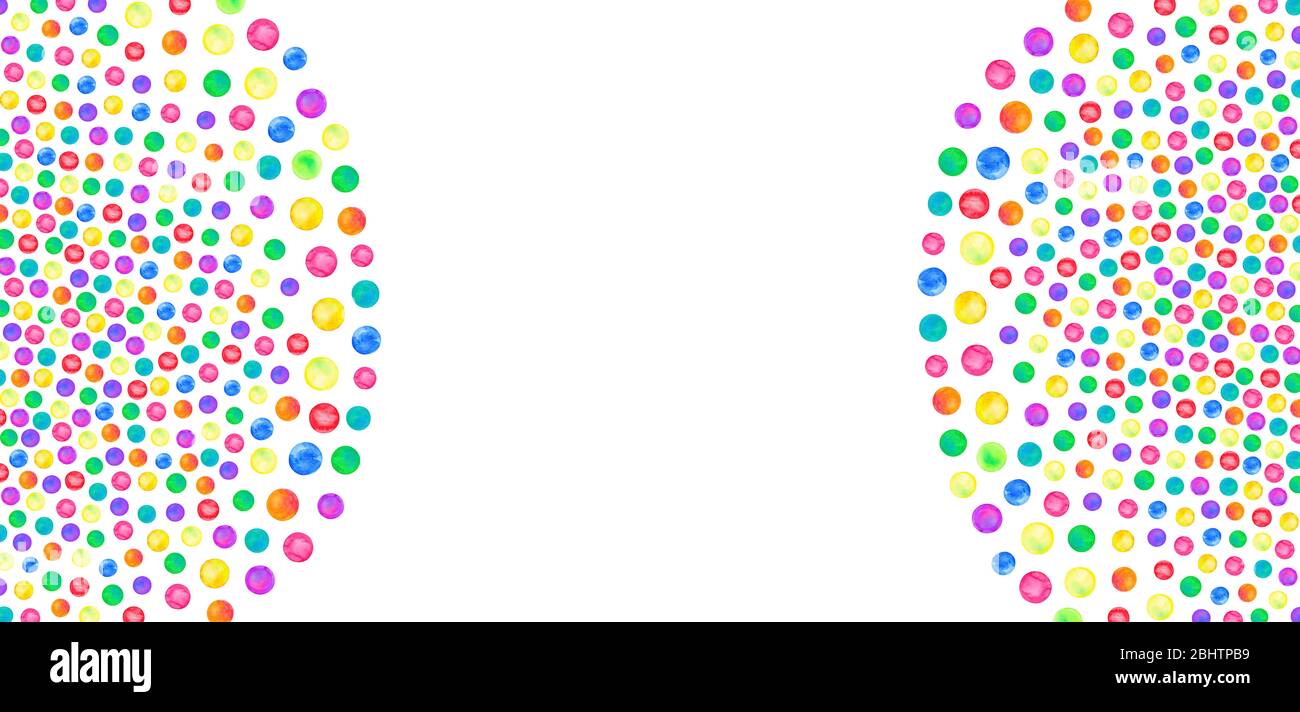 Watercolor confetti isolated. Fun balls as a frame. Watercolor circle ...
