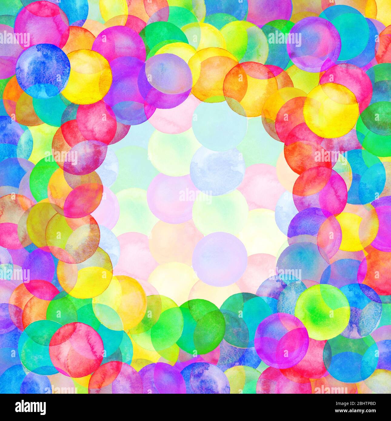 Watercolor rainbow confetti background. Abstract colorful dots frame ...
