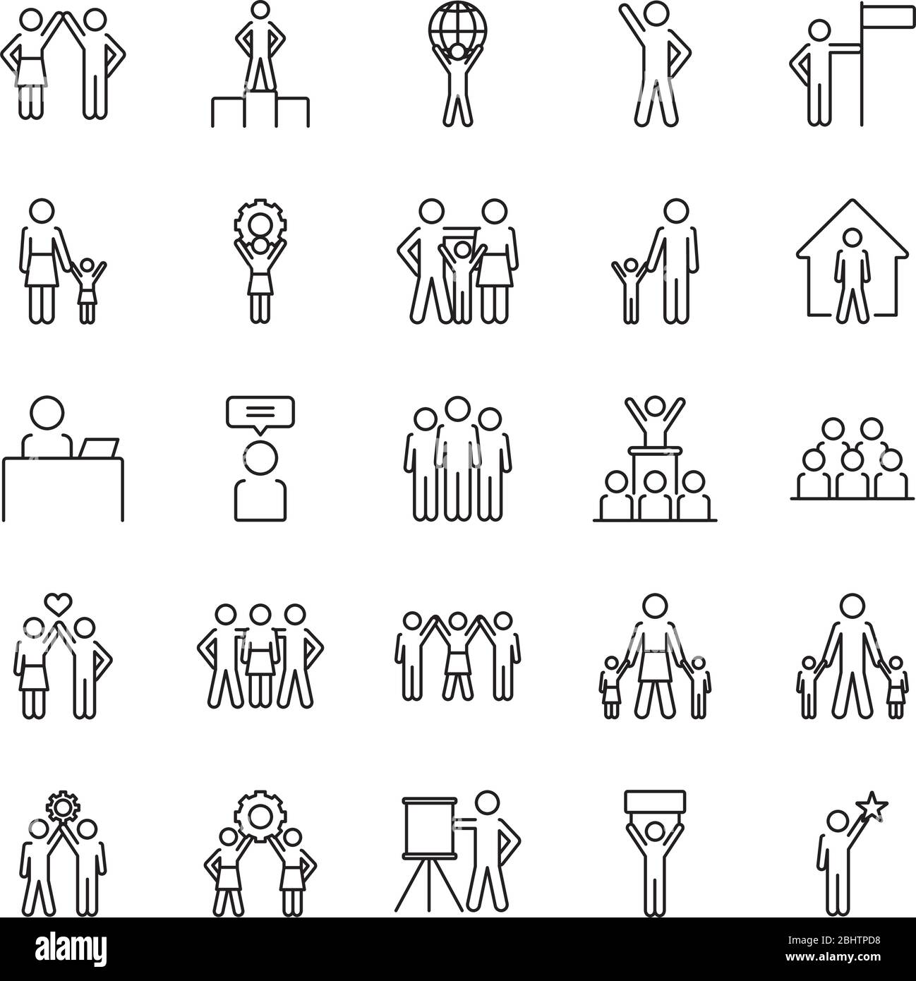 icon set of pictogram people and couples over white background, line ...