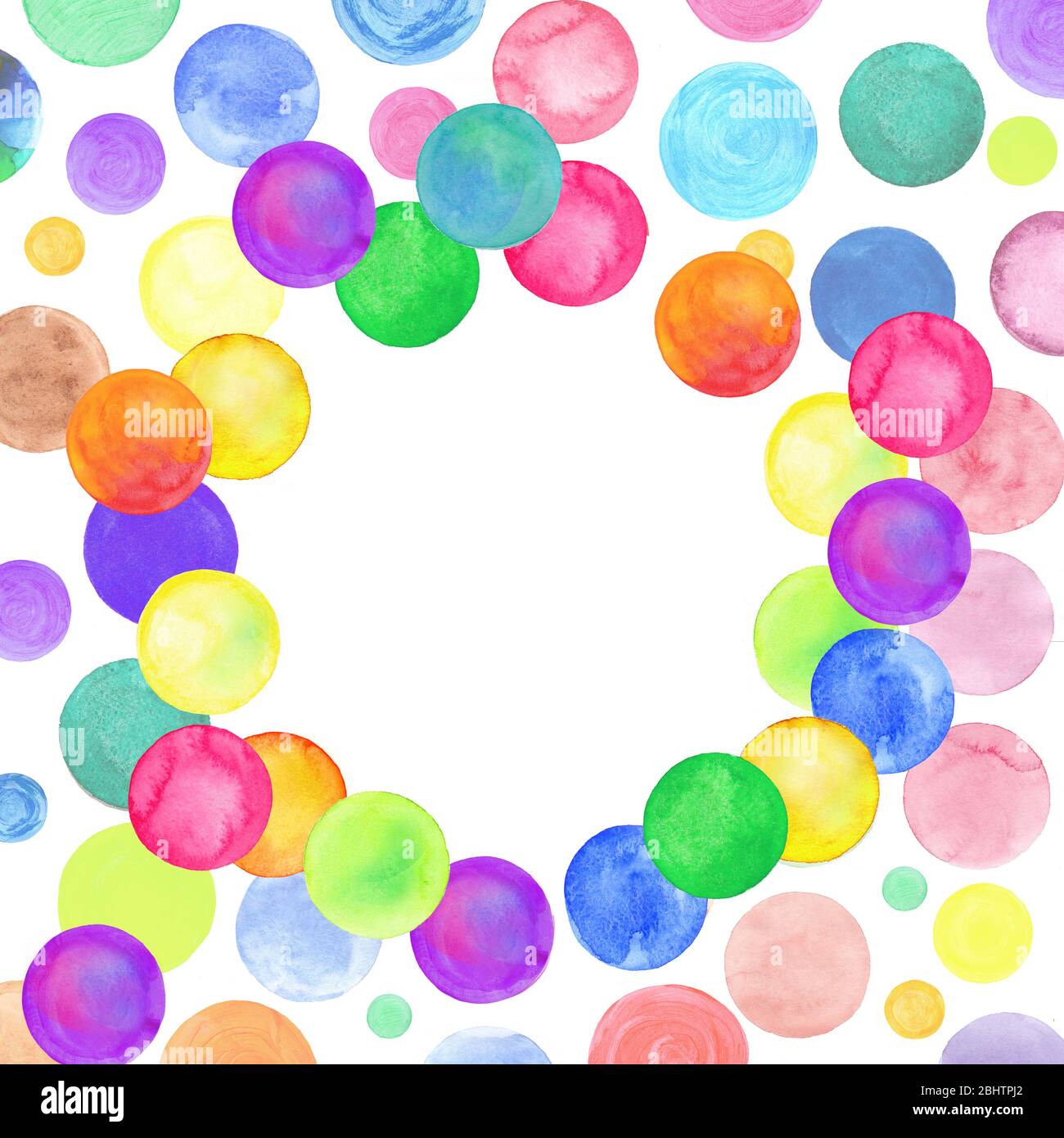 Watercolor rainbow confetti background. Abstract colorful dots frame ...