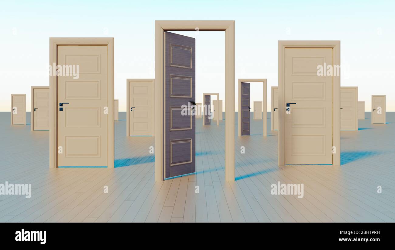 close and open doors to the world of opportunities realistic 3D ...