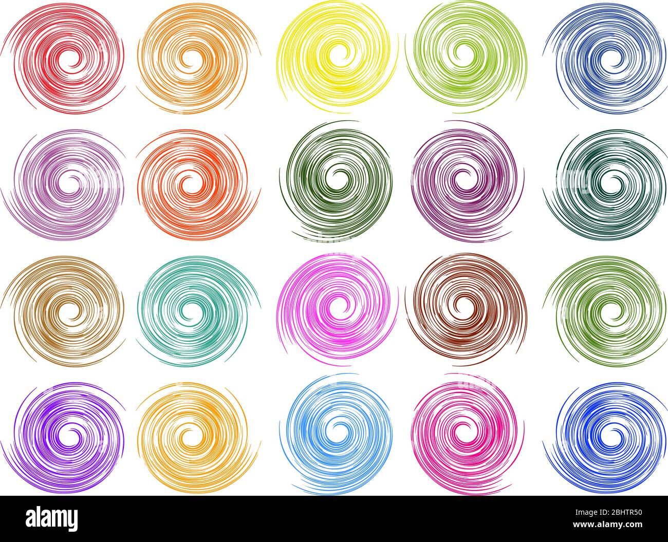 A set of 20 spiral swirl twisting shapes. Clipart vector illustration ...