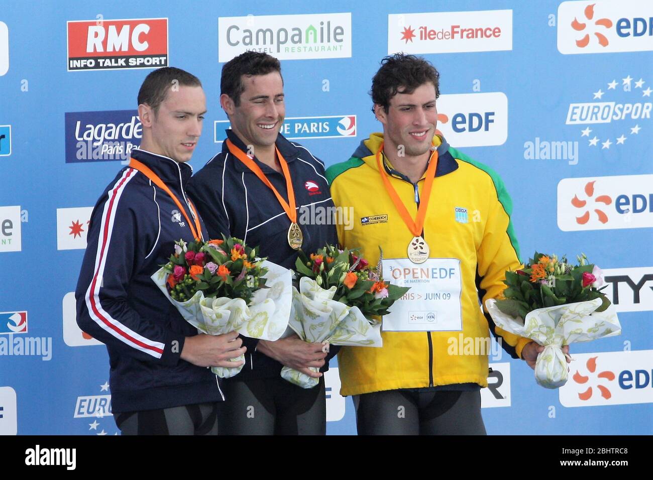 France ,Paris , Open EDF Natation 2009 Podium 100 MDos Men Jérémy ...