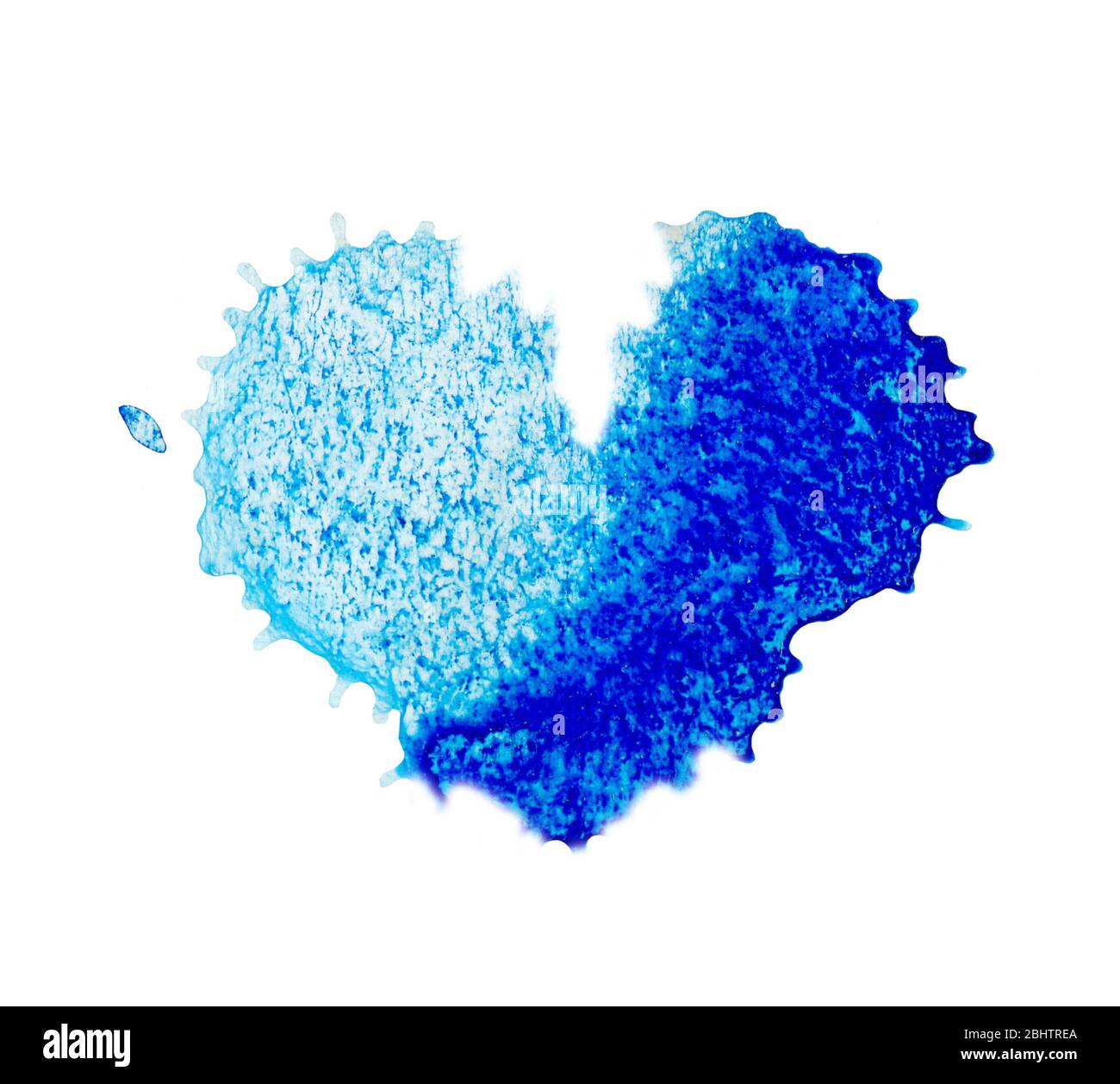 Blue watercolor painted heart shape. Hand drawn blue heart Stock Photo ...