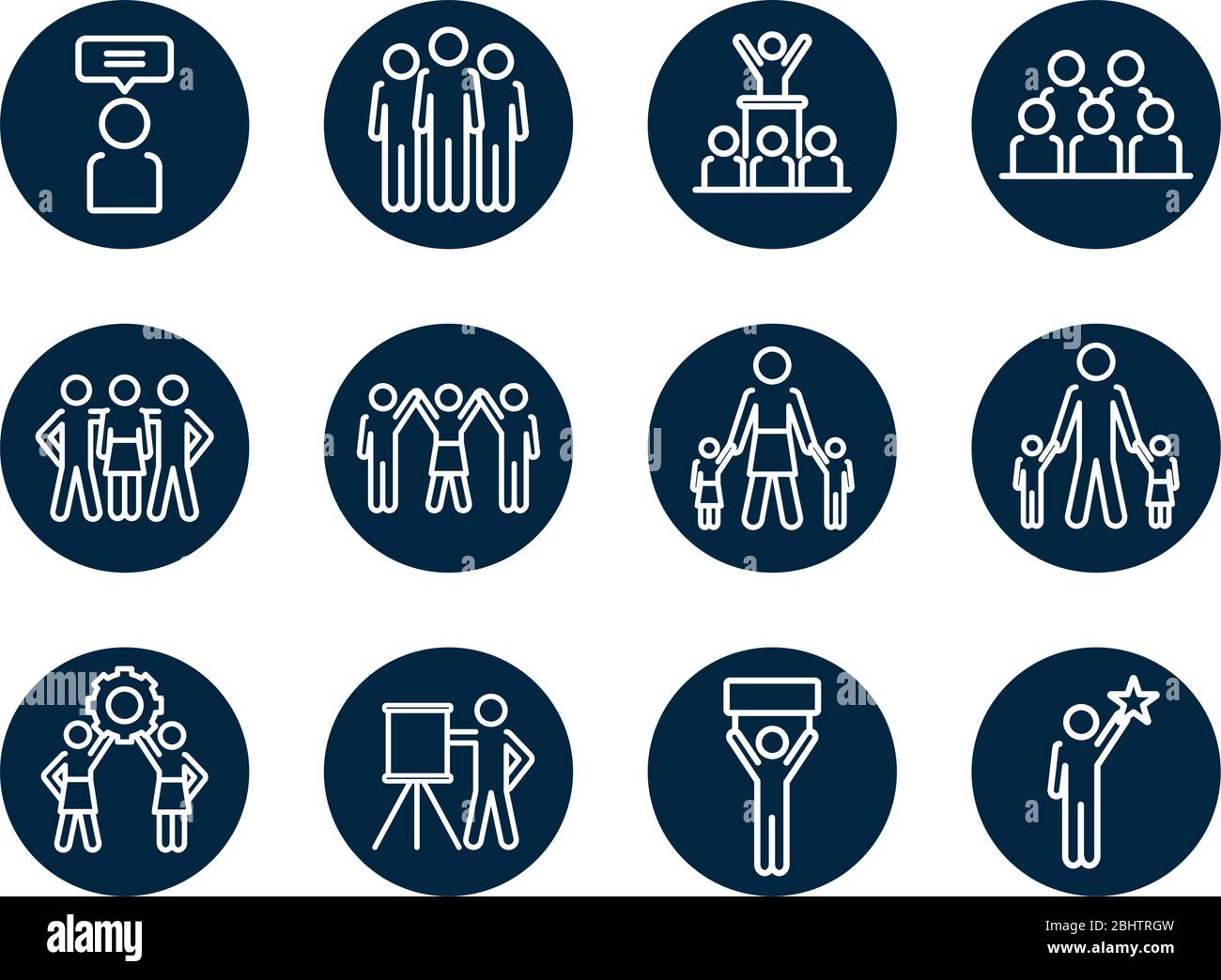 icon set of presentation boards and pictogram people over white ...