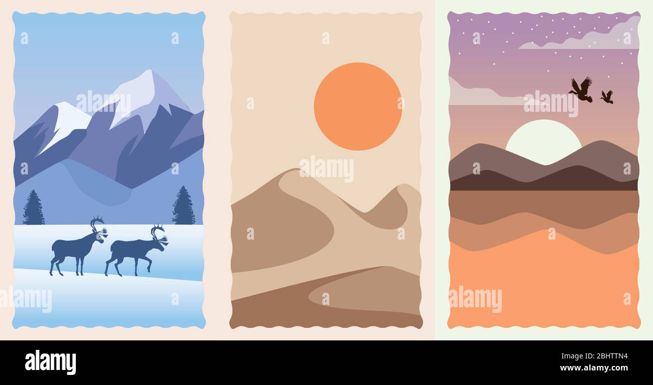 set of landscapes flat scenes Stock Vector Image & Art - Alamy