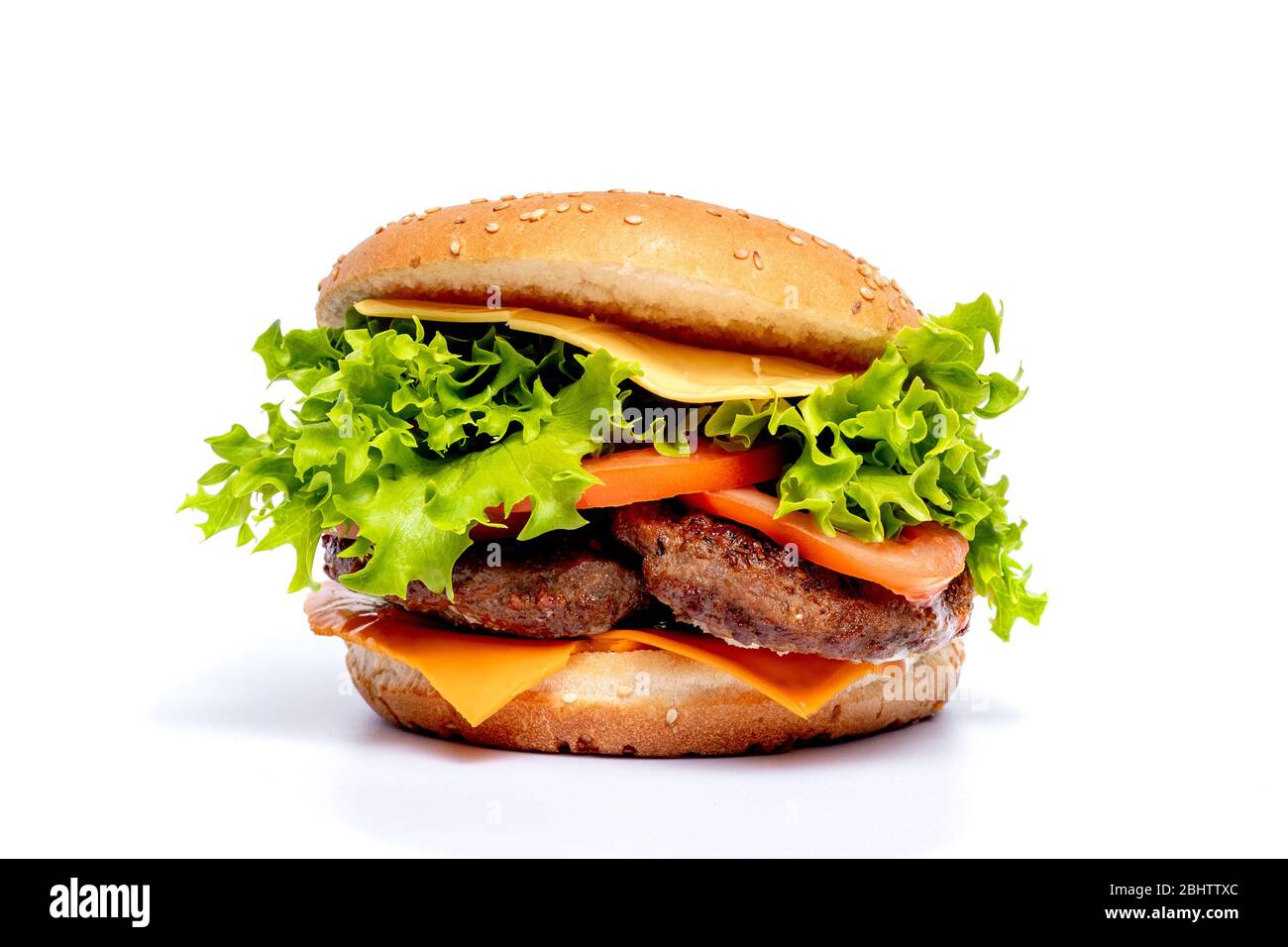Cheeseburger or hamberger on a white background. Fast food Stock Photo ...