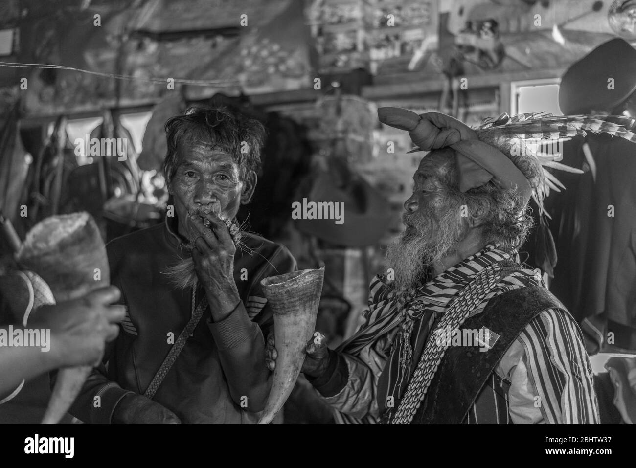 Chin men celebrating, Mindat, Myanmar Stock Photo - Alamy
