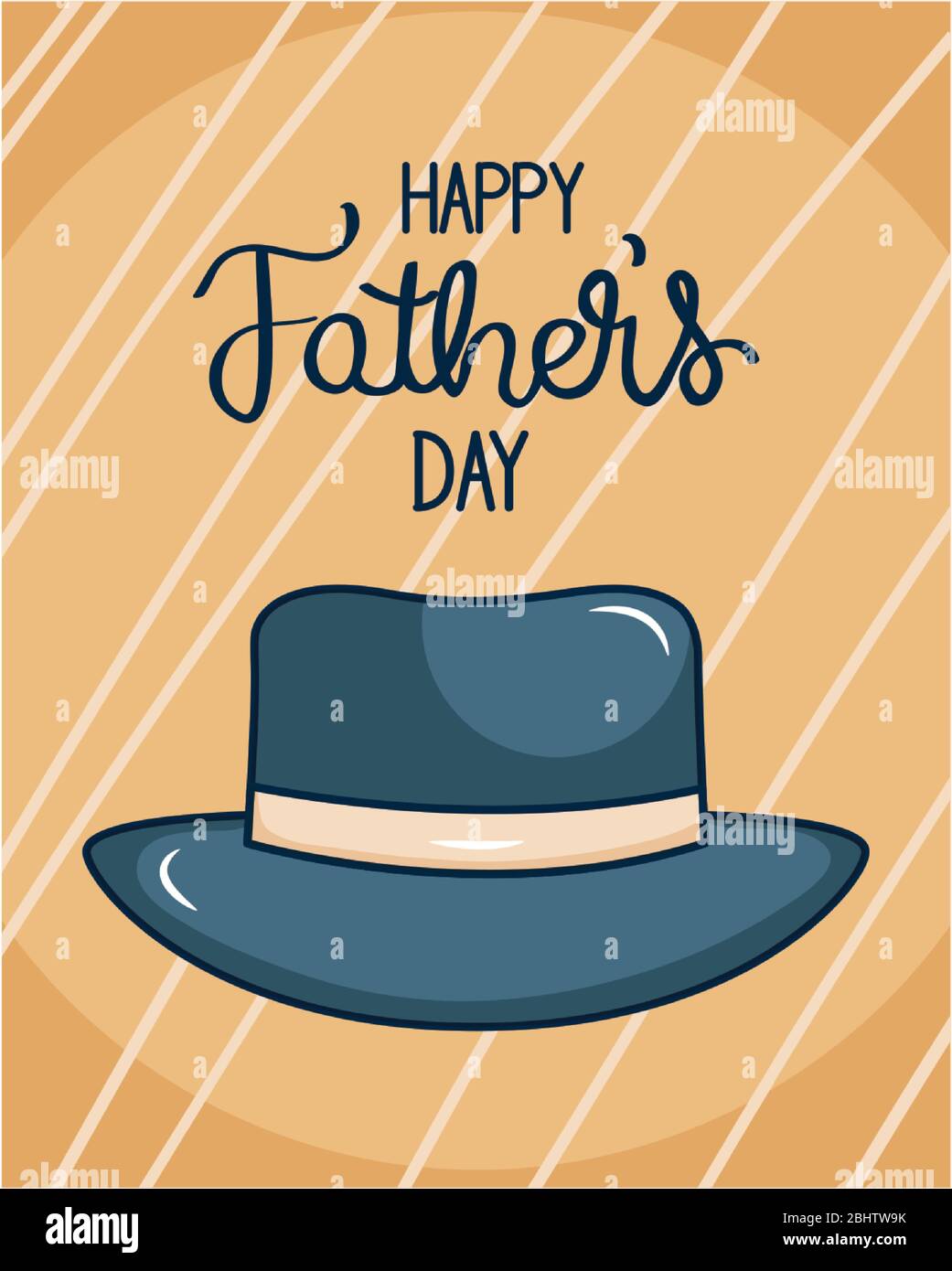 Happy fathers day yellow card with elegant hat icon over white ...