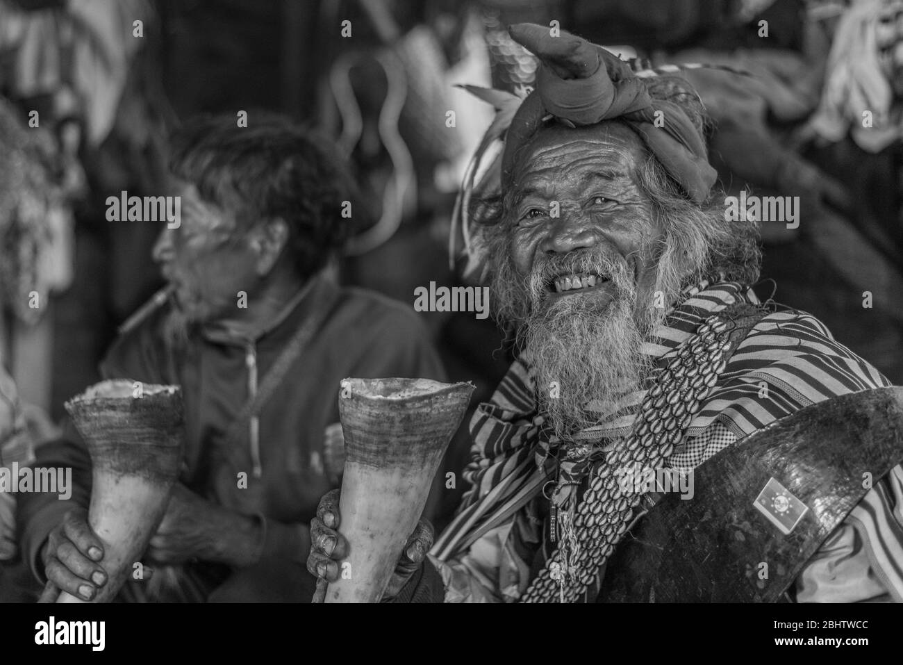 Chin men celebrating, Mindat, Myanmar Stock Photo - Alamy