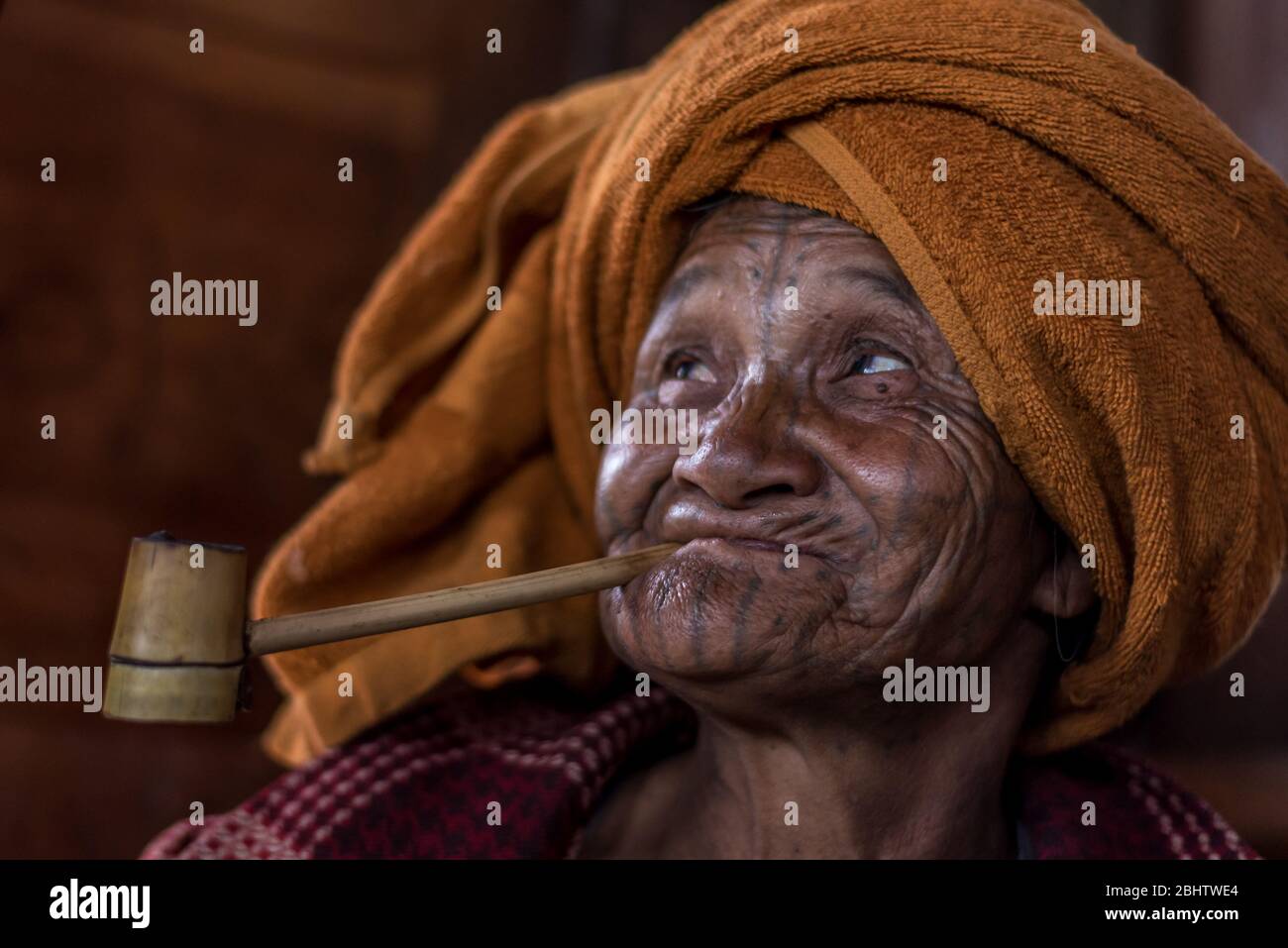 Portrait of a Chin Woman, Mindat, Myanmar Stock Photo - Alamy