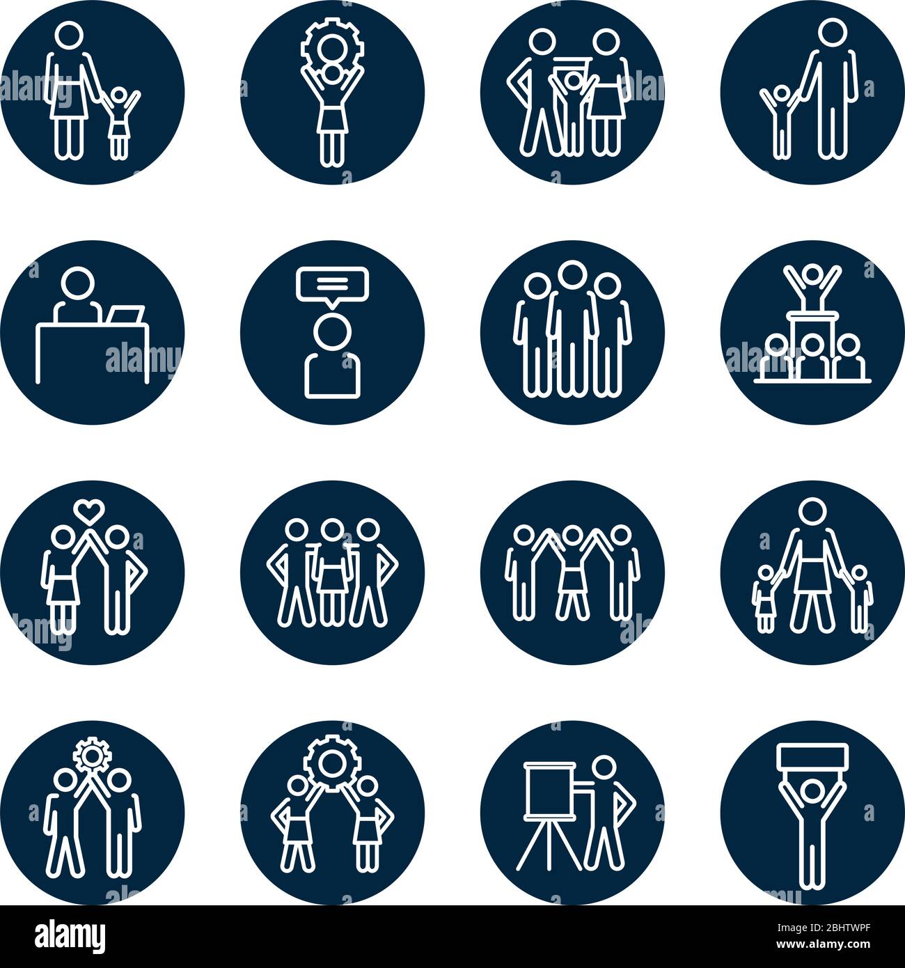 pictogram people and kids icon set over white background, line block ...