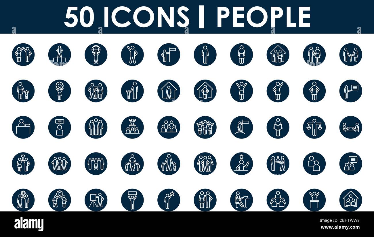 icon set of pictogram people over white background, line block style ...