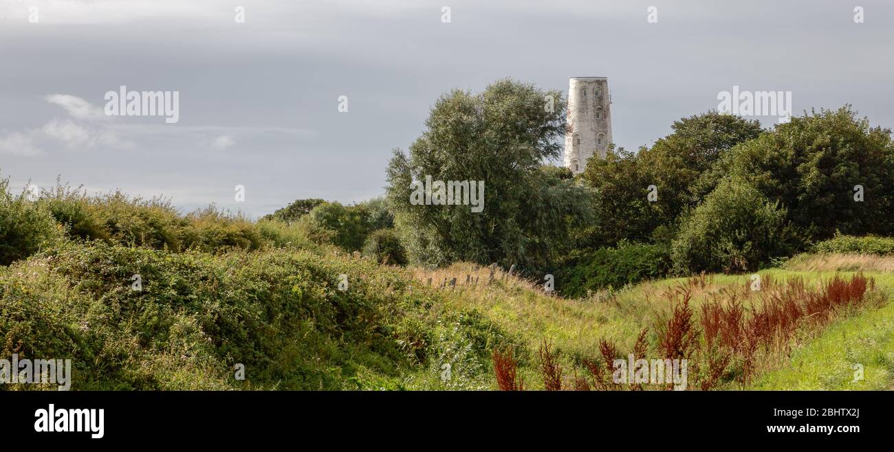 Leasowe Lighthouse on the north Wirral coastline, with the River Birket ...