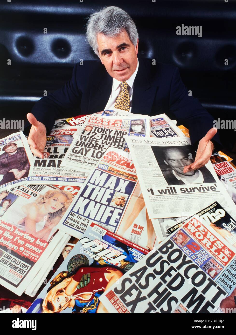 Max Clifford at his office in central London in the mid 1990s Stock ...