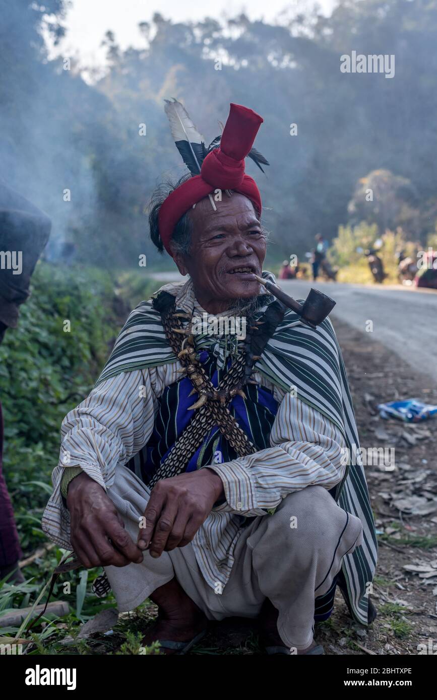 Portrait of a Chin man, Mindat Myanmar Stock Photo - Alamy