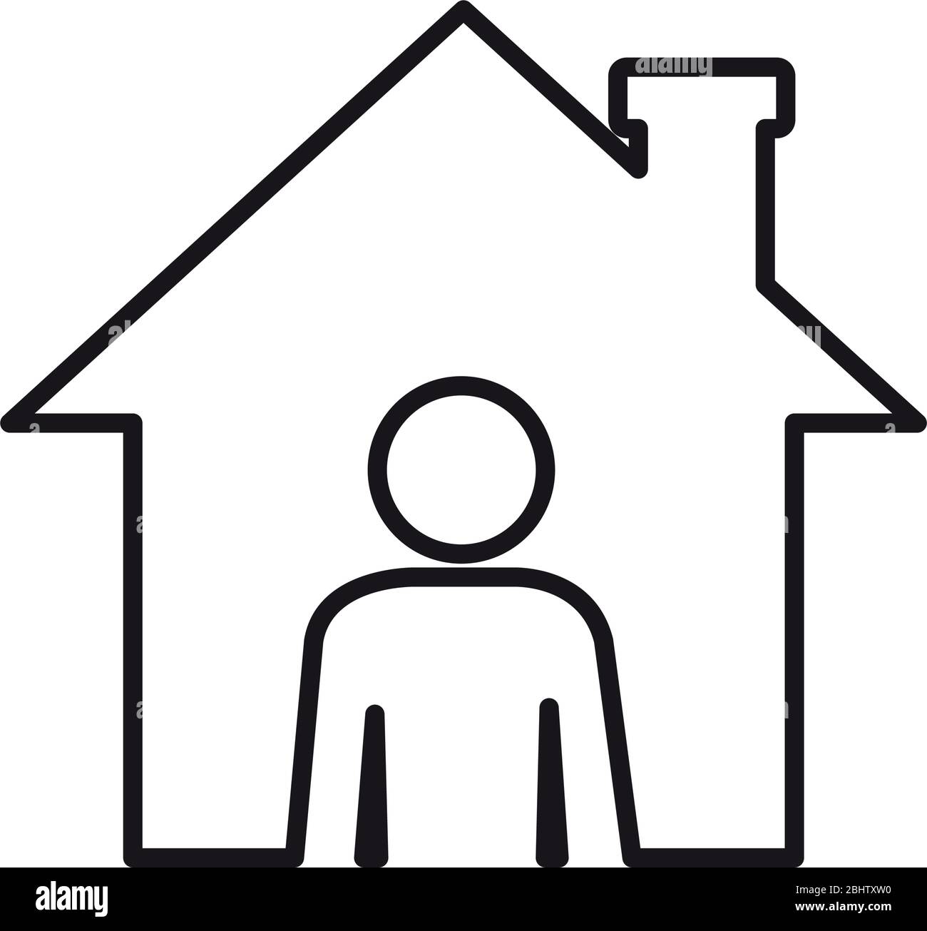 stay home concept, house and pictogram man icon over white background ...